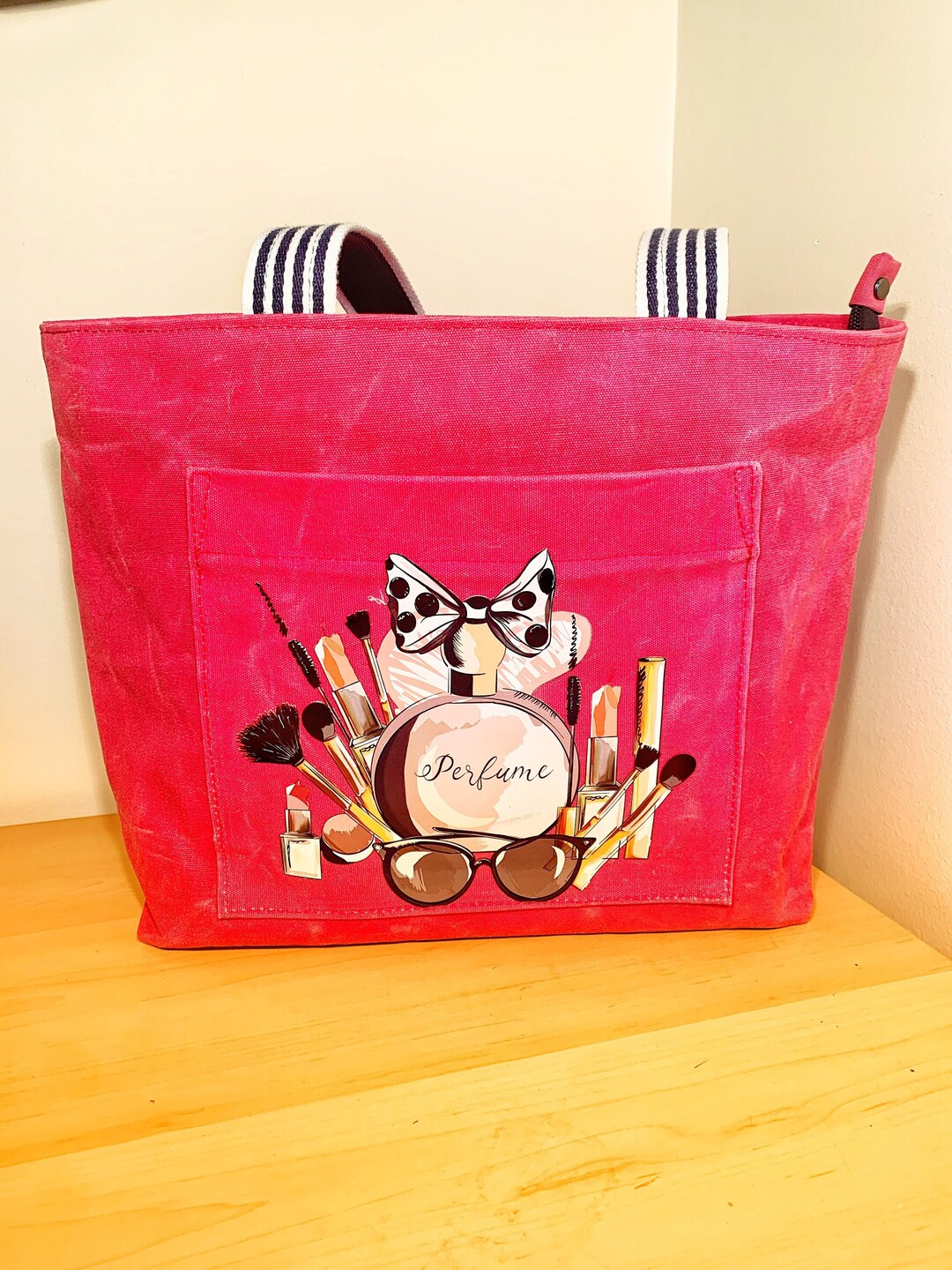 Pink Waxed Canvas Bag Large Waxed Canvas Tote Large Waxed Canvas Bag
