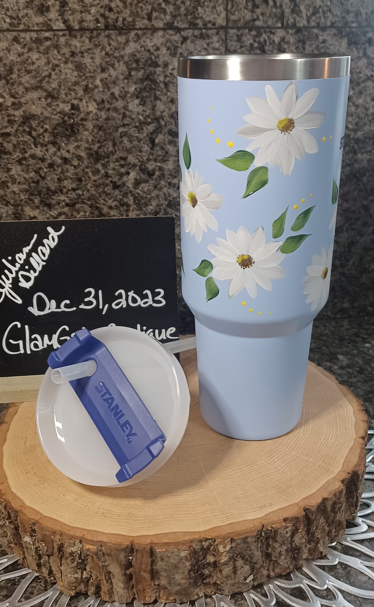 New Stanley 40oz Quencher OG Cornflower With Hand Painted Daisies - Etsy