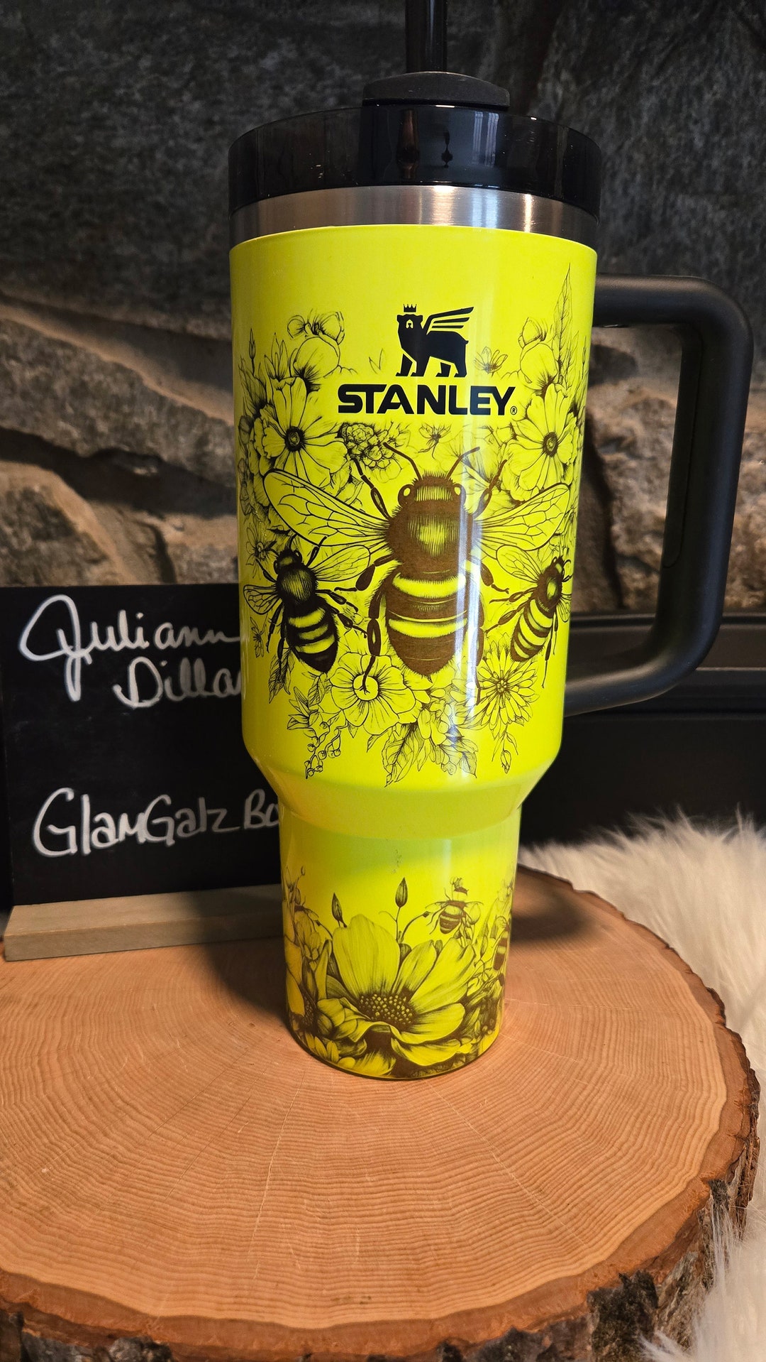 New Stanley 40oz Neon Yellow Stainless Steel Quencher Sublimated With ...