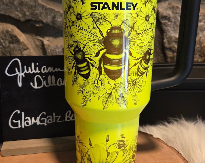 New Stanley 40oz Neon Yellow Stainless Steel Quencher Sublimated With ...