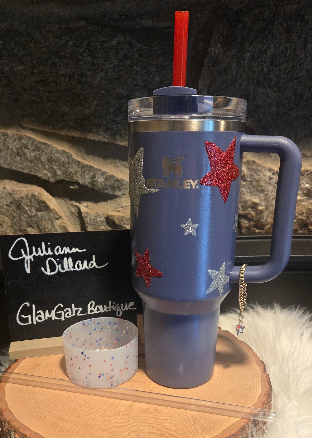 New 40oz Stanley Quencher Twilight With Hand Painted and Glittered ...