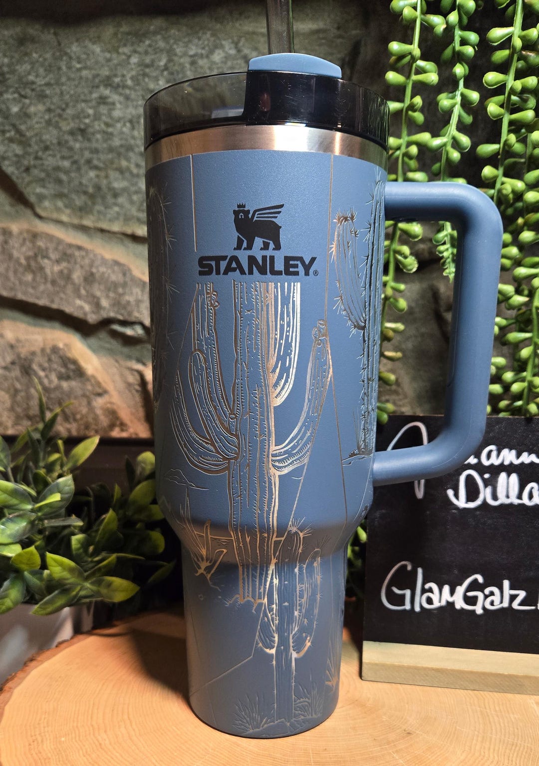 New Stanley Cactus Engraved 40 Oz Blue Spruce - Etsy