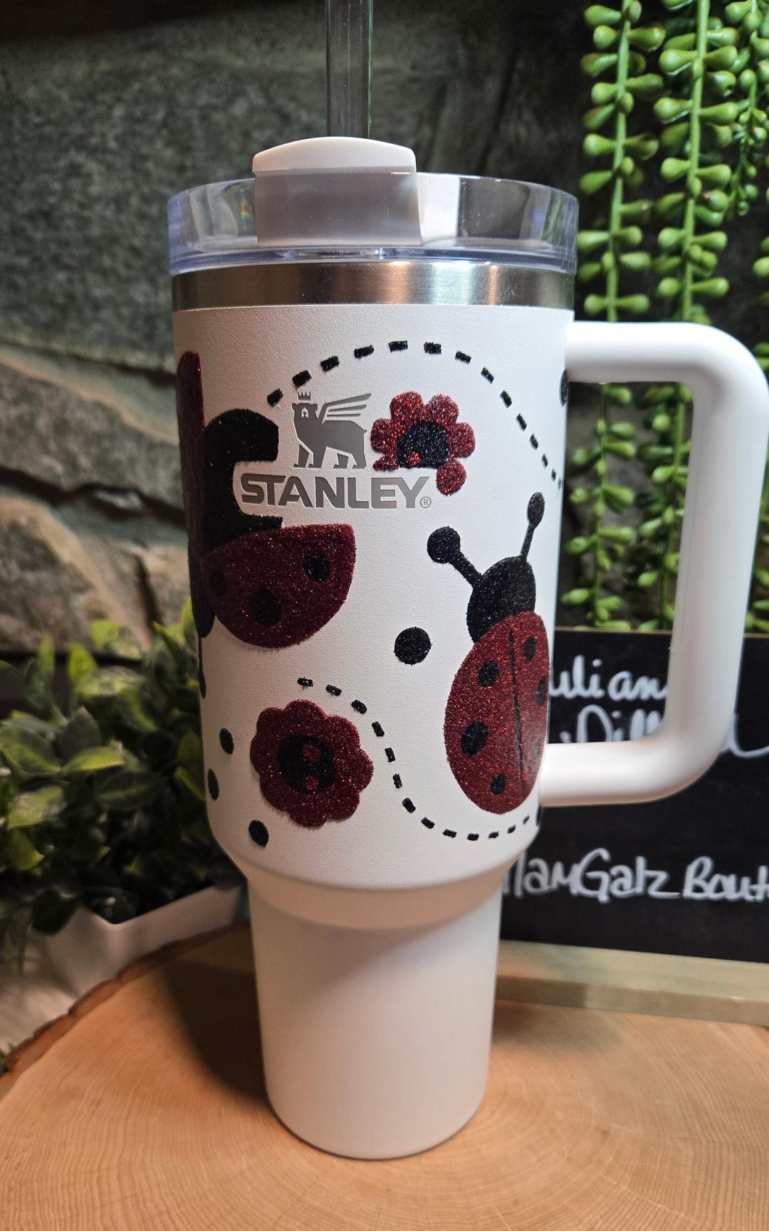 Glittered Ladybug on White 40oz Stanley Quencher - Etsy