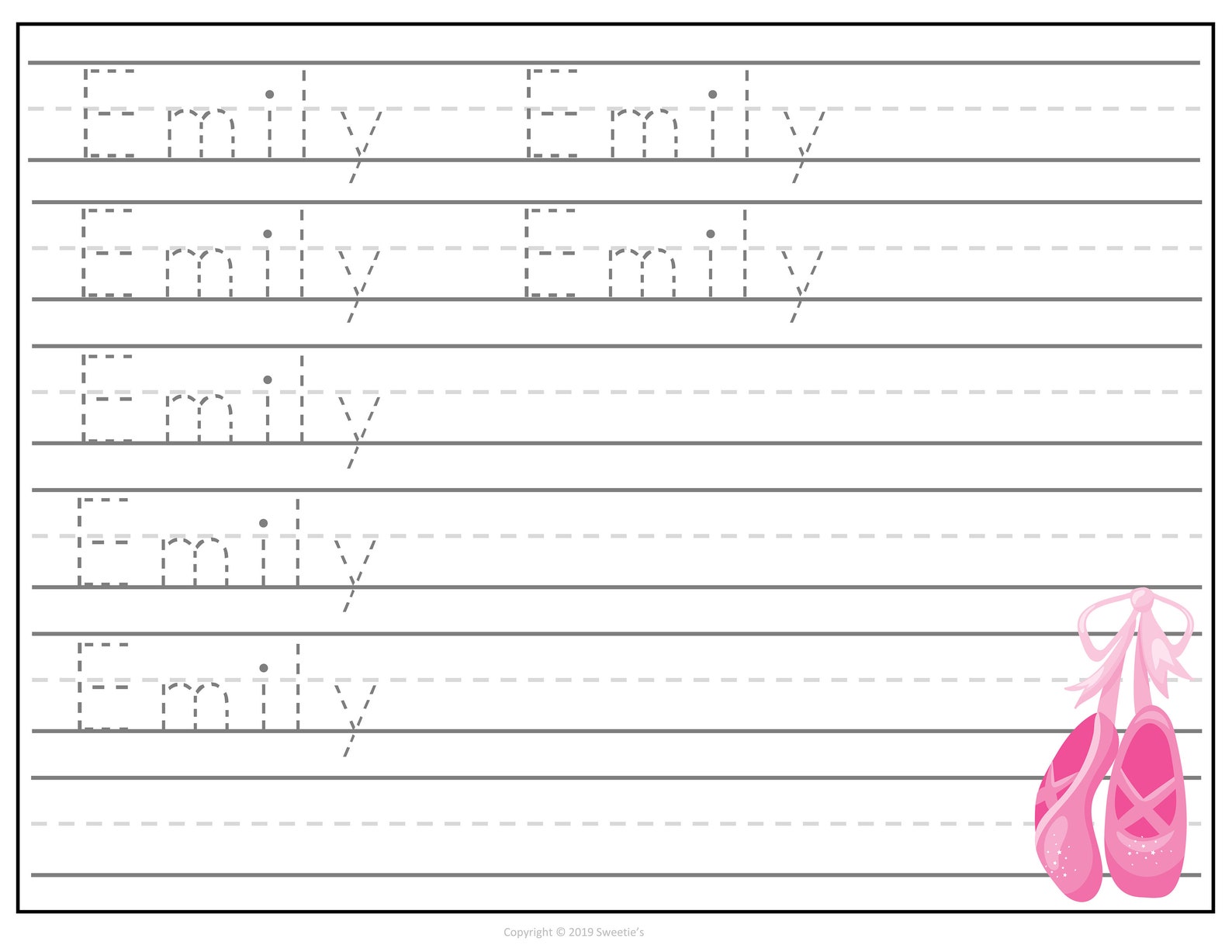 Custom Name Tracing Practice. Ballerina Ballet Custom Name Worksheet ...