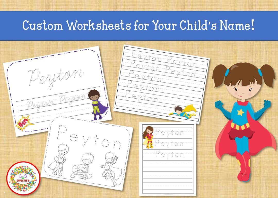Custom Superhero Name Tracing Worksheet: Handwriting Practice (PDF) - Etsy