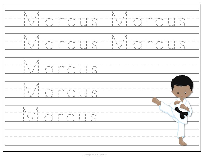 Custom Name Tracing Worksheet: Karate Theme (PDF Pattern) - Etsy