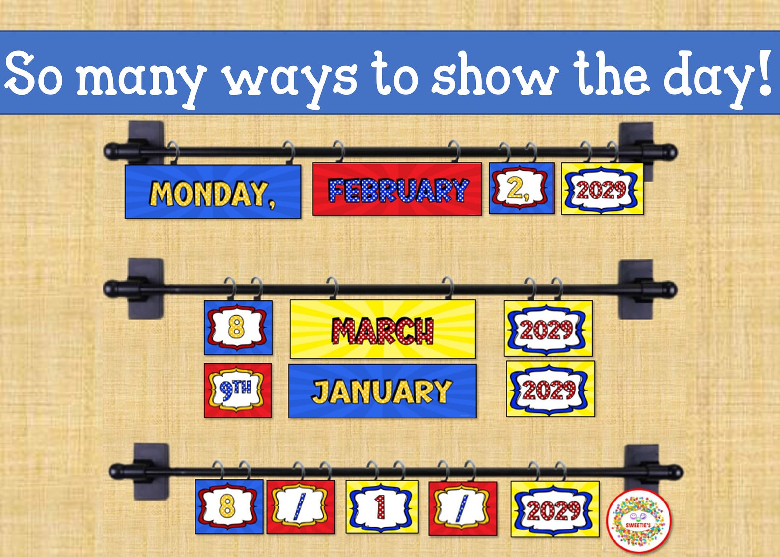 Classroom Calendar | Flip Calendar | Magnetic Curtain Rod Calendar ...