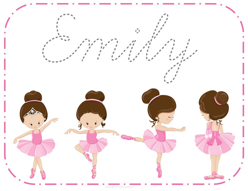 Custom Ballerina Name Tracing Worksheet: Handwriting Practice (digital ...