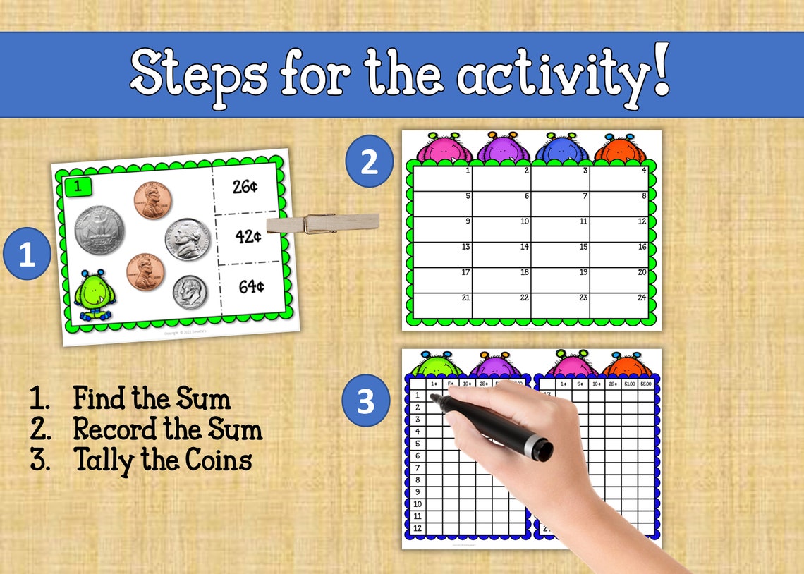 Money Counting Activities Montessori Counting Cards Task - Etsy