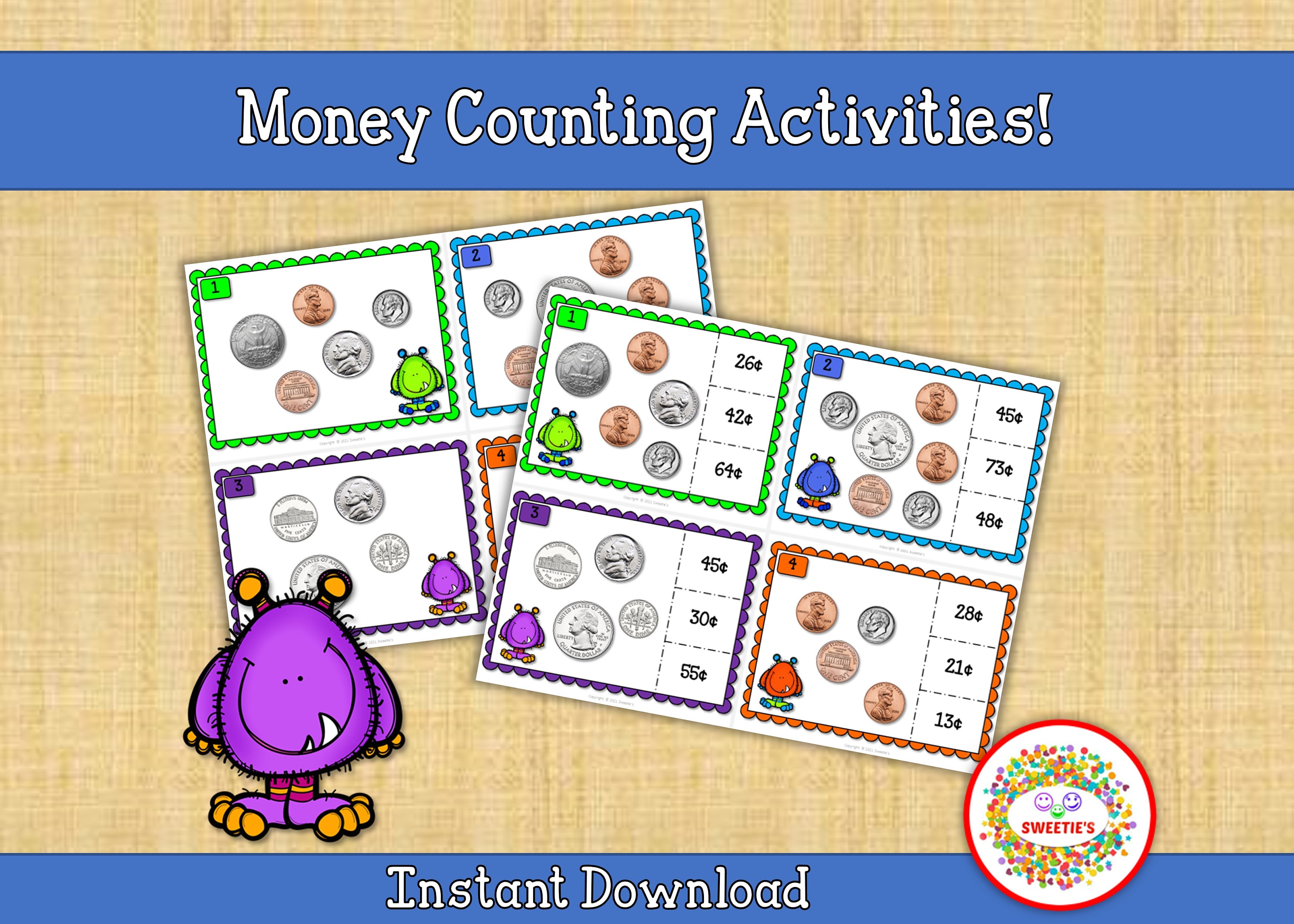 Money Counting Activities Montessori Counting Cards Task - Etsy