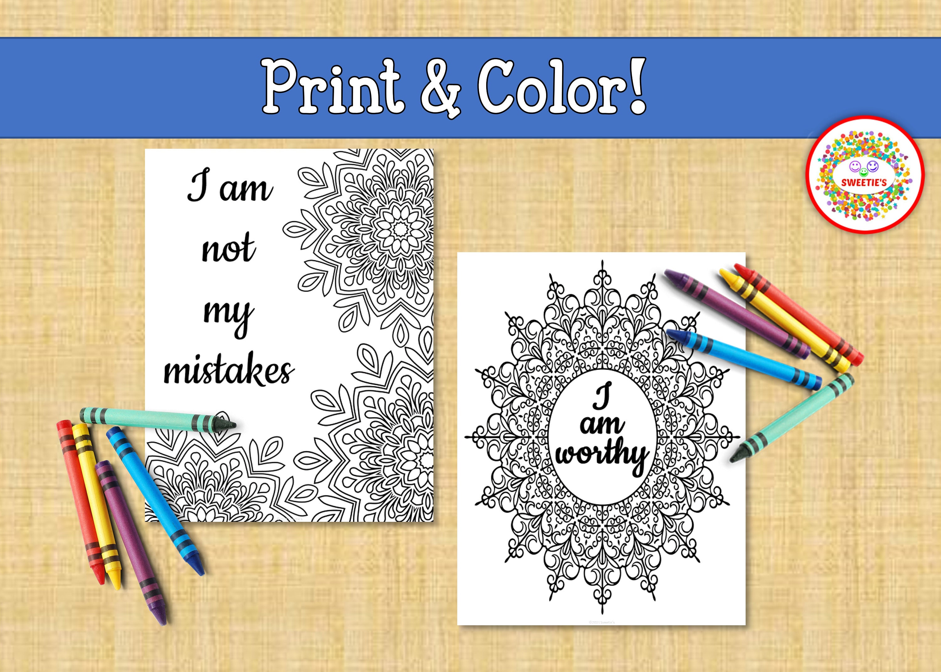 Adult Coloring Book, Mandala Coloring Pages, Positive Affirmation ...