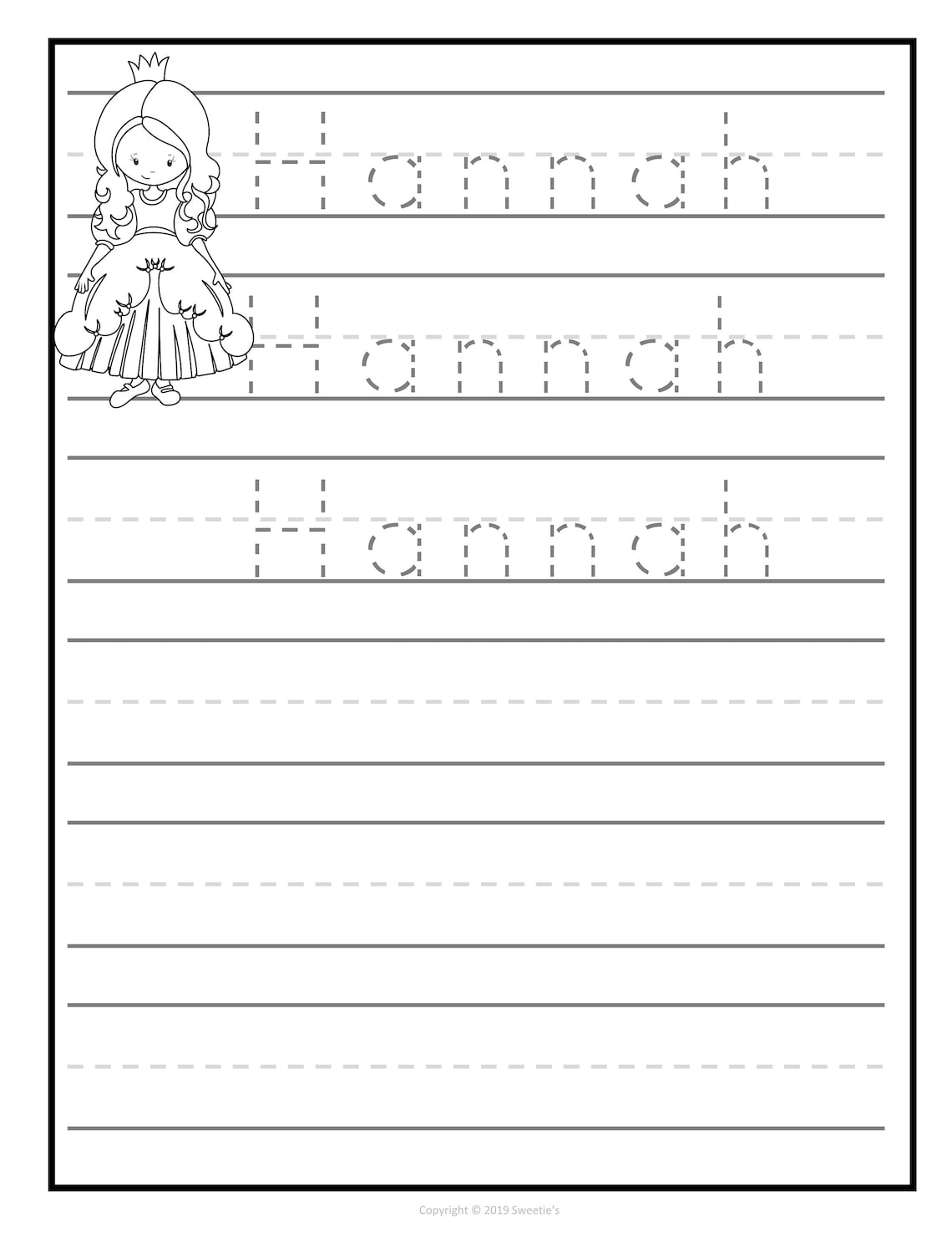 Custom Name Tracing Practice. Princess Custom Name Worksheet - Etsy