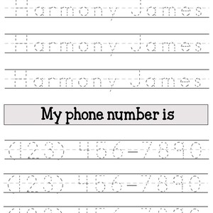 Name Tracing Worksheet. Custom Learn to Write Name Learn Phone Number ...