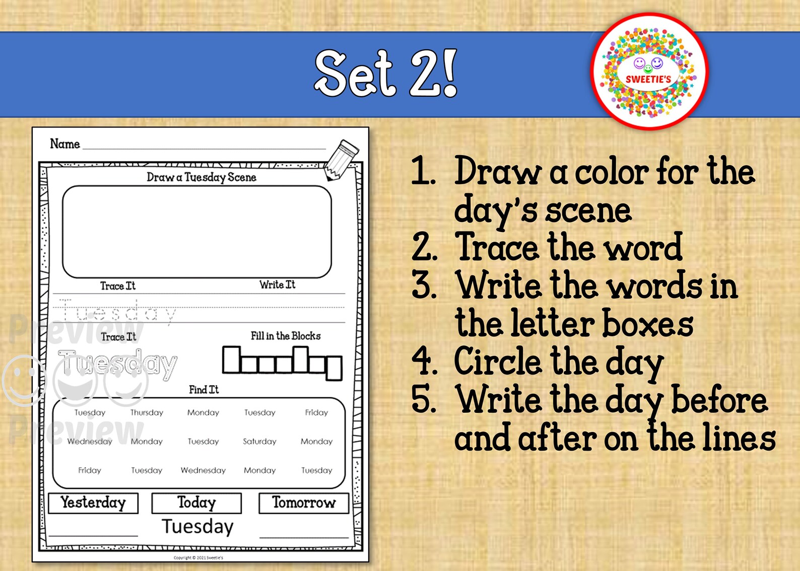Days of the Week Worksheets, Printable, Preschool, First Grade ...