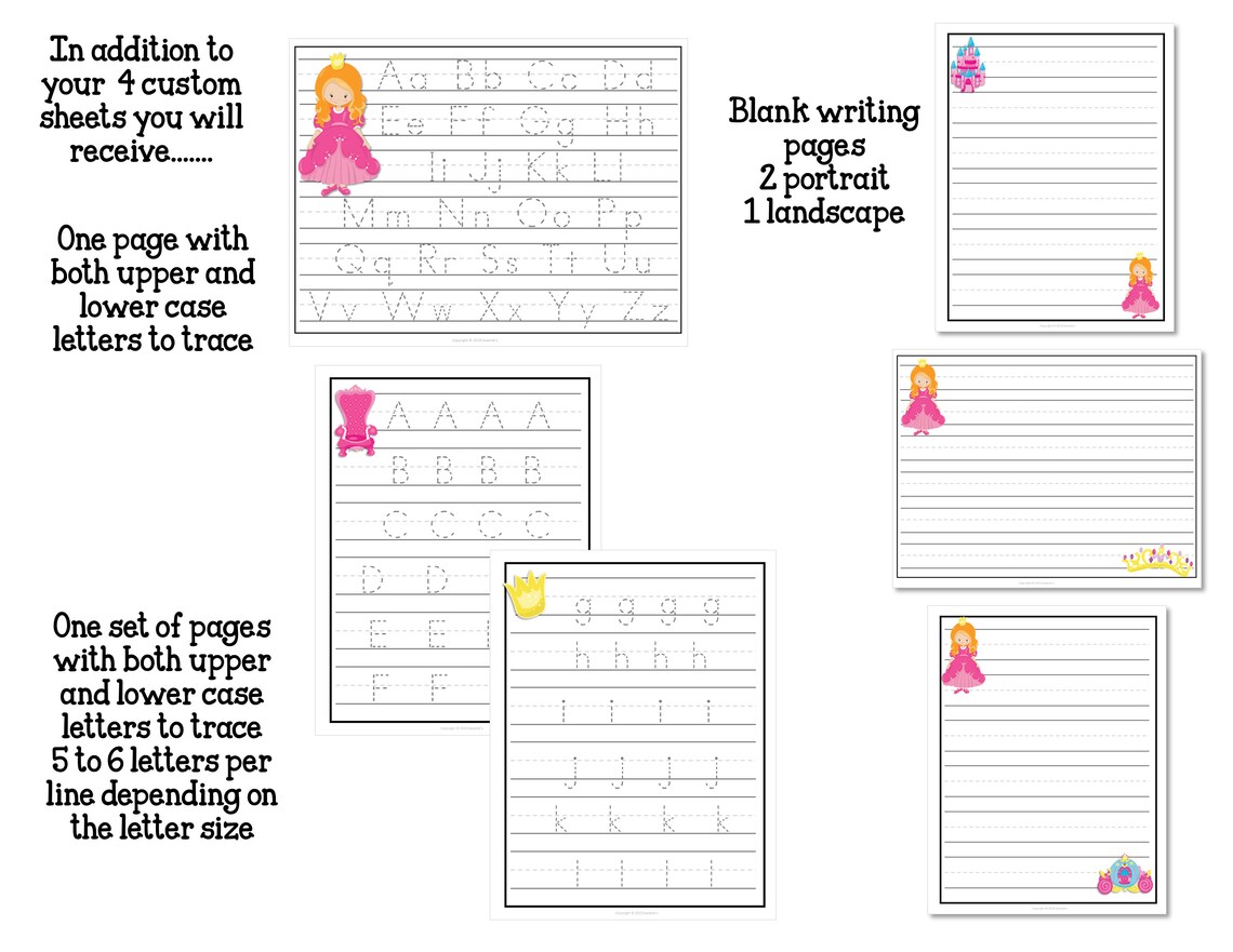 Custom Name Tracing Practice. Princess Custom Name Worksheet - Etsy