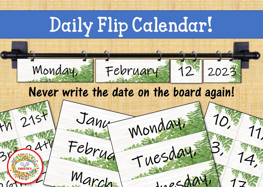 Farmhouse Classroom Calendar: Perpetual Flip Calendar (digital Download ...