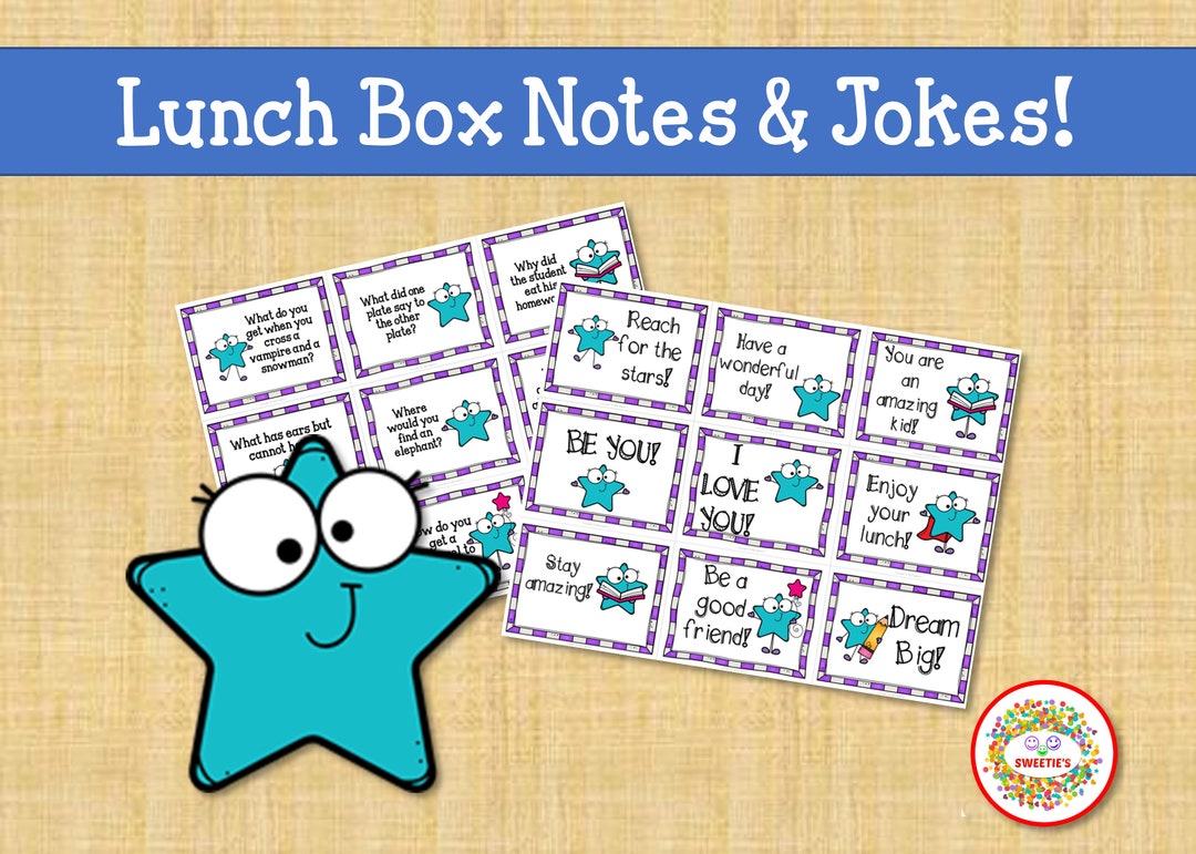 Printable Lunch Box Notes: Kids' Jokes & Encouragement (digital ...