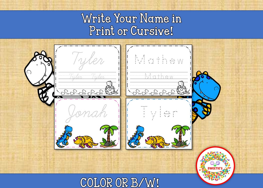 Custom Name Tracing Practice. Dinosaur Custom Name Worksheet ...