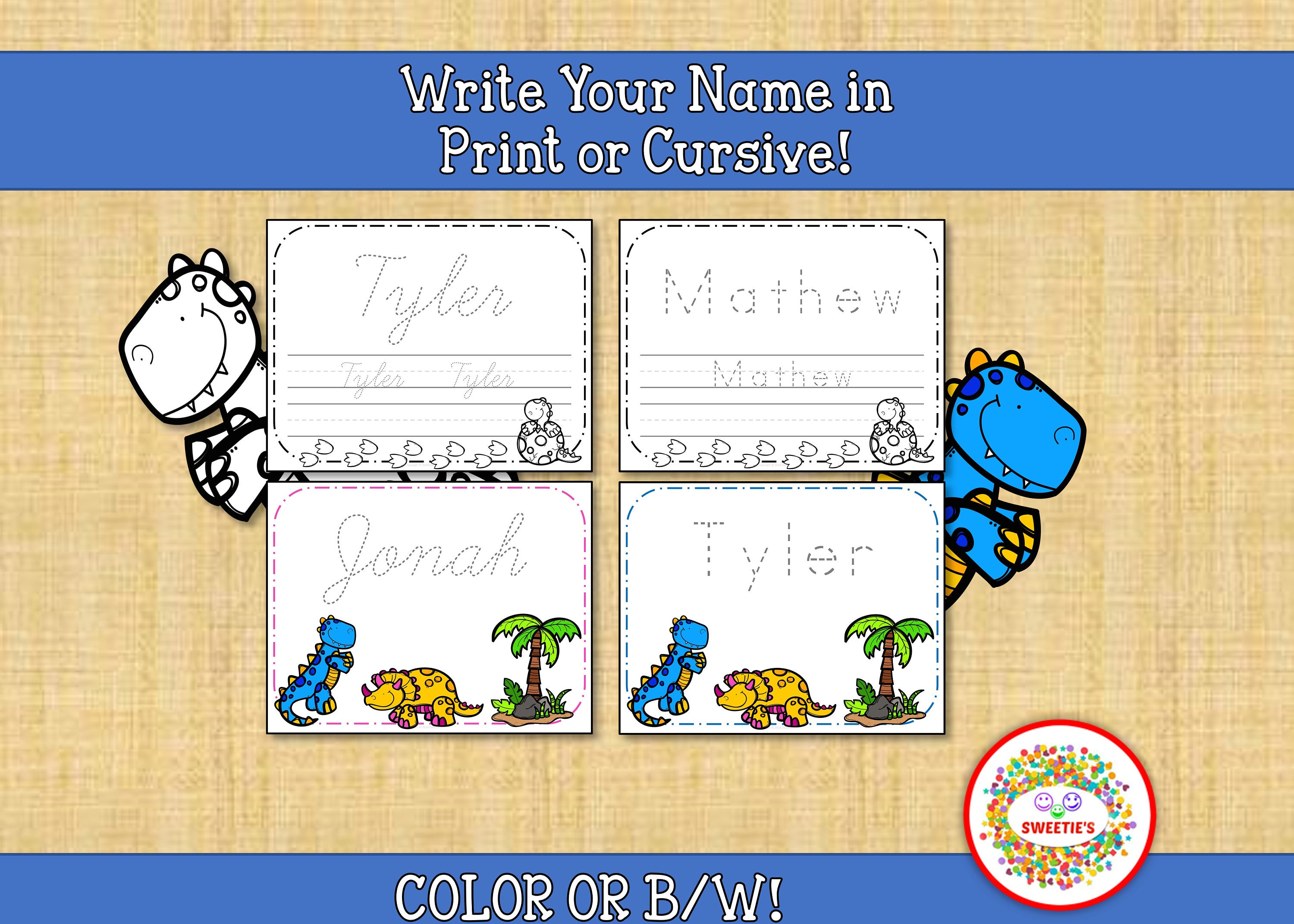 Custom Name Tracing Practice. Dinosaur Custom Name Worksheet ...