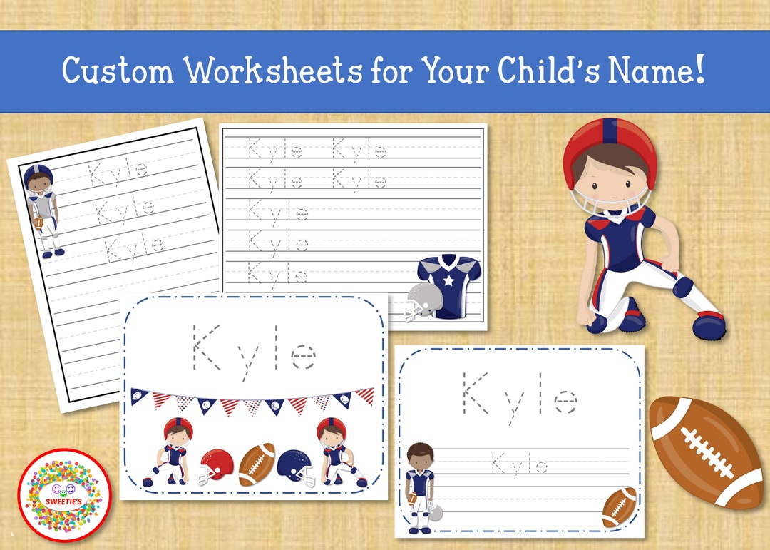 Custom Football Name Tracing Worksheet: Handwriting Practice (PDF) - Etsy