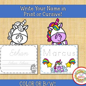 Personalized Name Tracing Worksheet: Unicorn Handwriting Practice (PDF ...