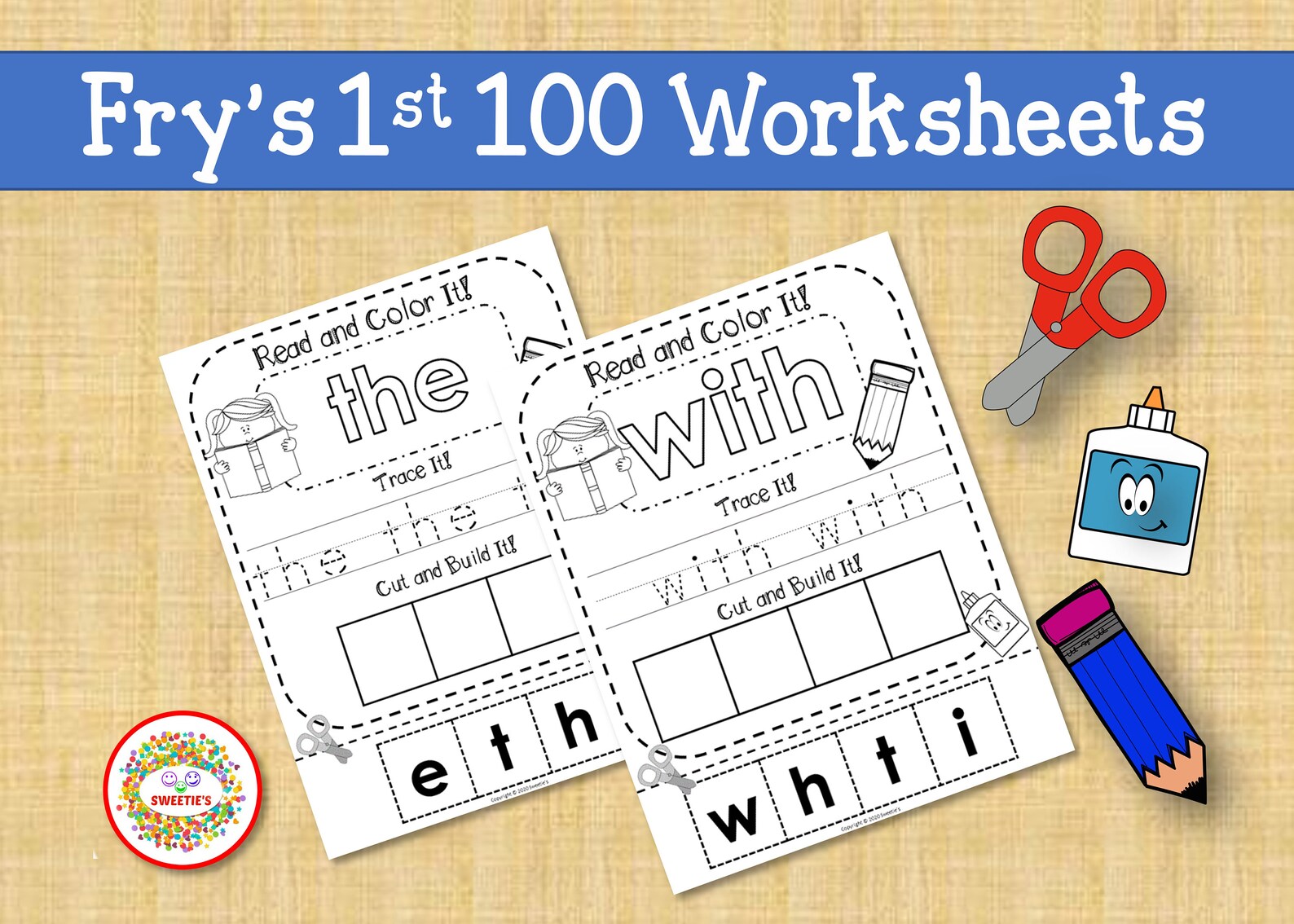 Fry's First 100 Sight Words Worksheets: Read, Build, Write (PDF) - Etsy
