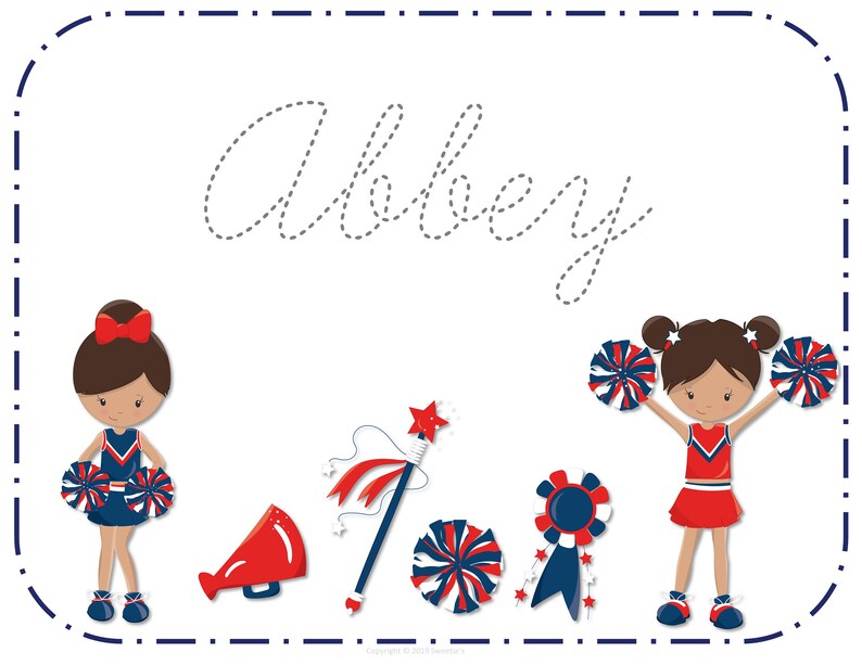 Custom Name Tracing Practice. Cheerleader Custom Name Worksheet ...