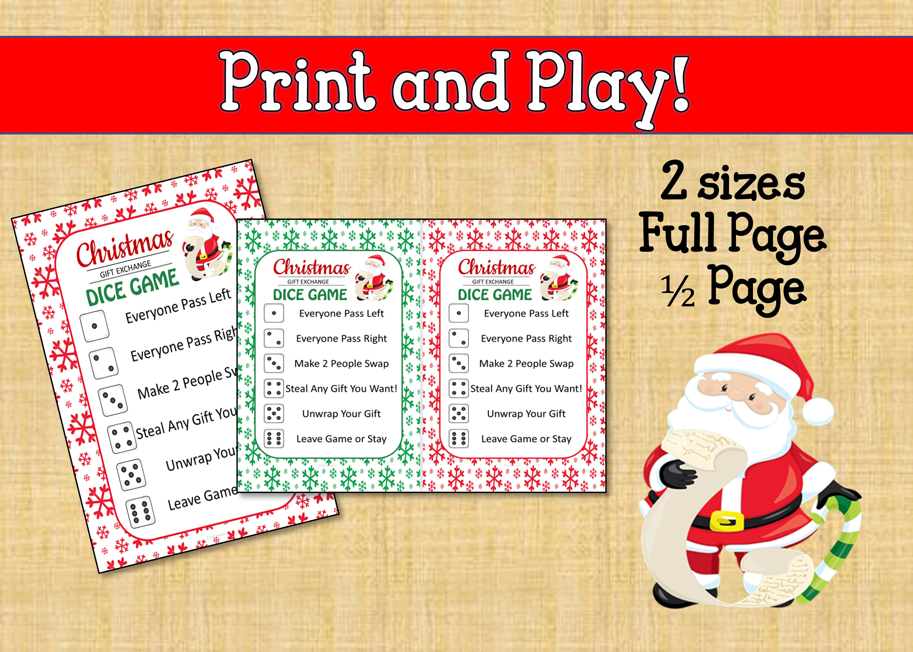 Christmas Gift Exchange Dice Game Dirty Santa White - Etsy