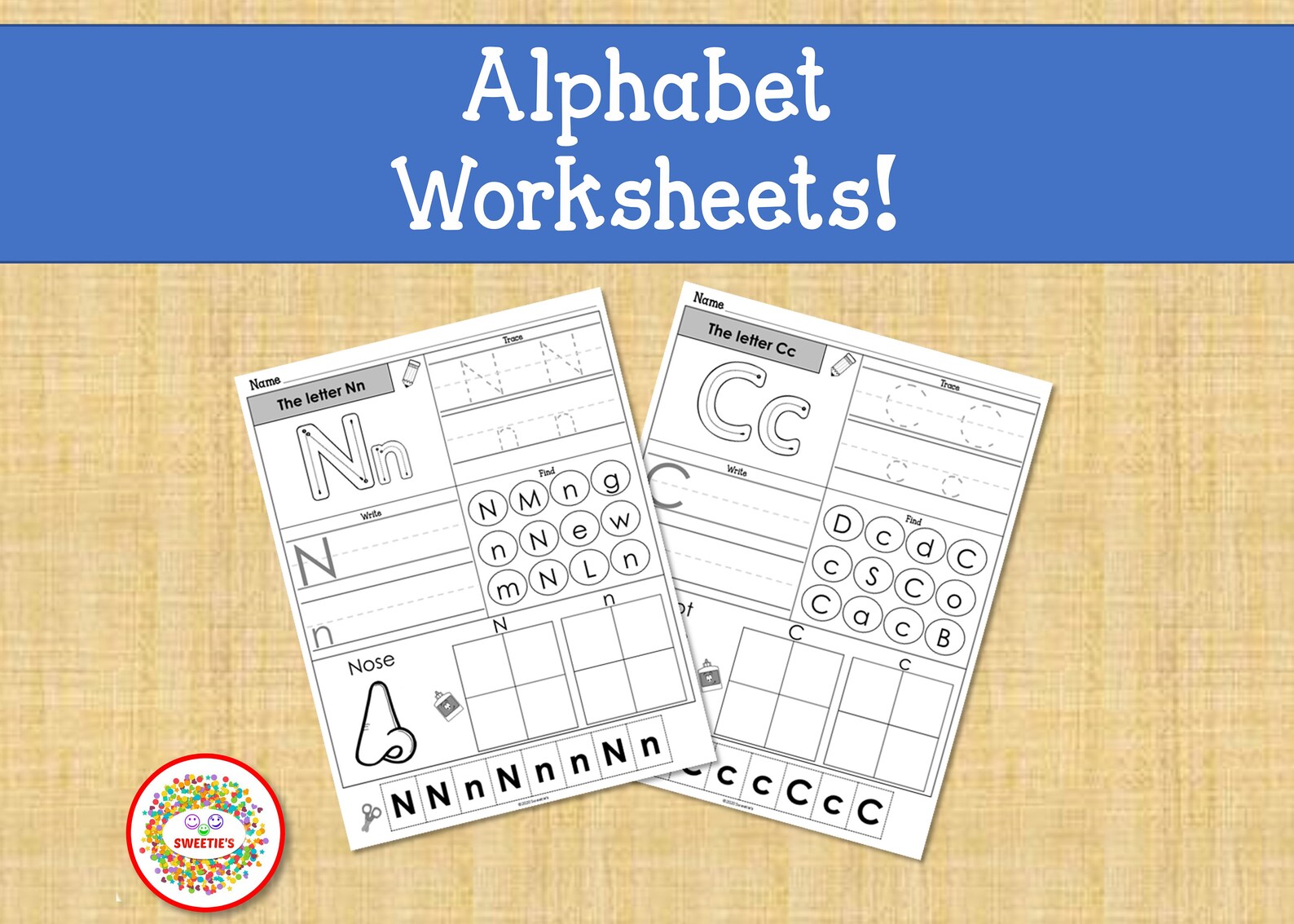 Alphabet Practice Worksheets, ABC Worksheets, Preschool Activity ...