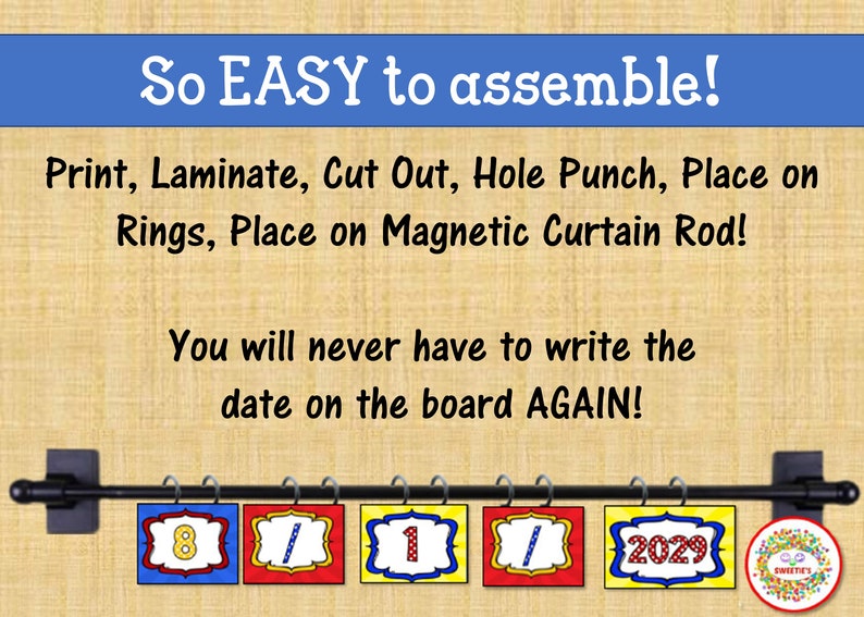 Classroom Calendar Flip Calendar Magnetic Curtain Rod - Etsy