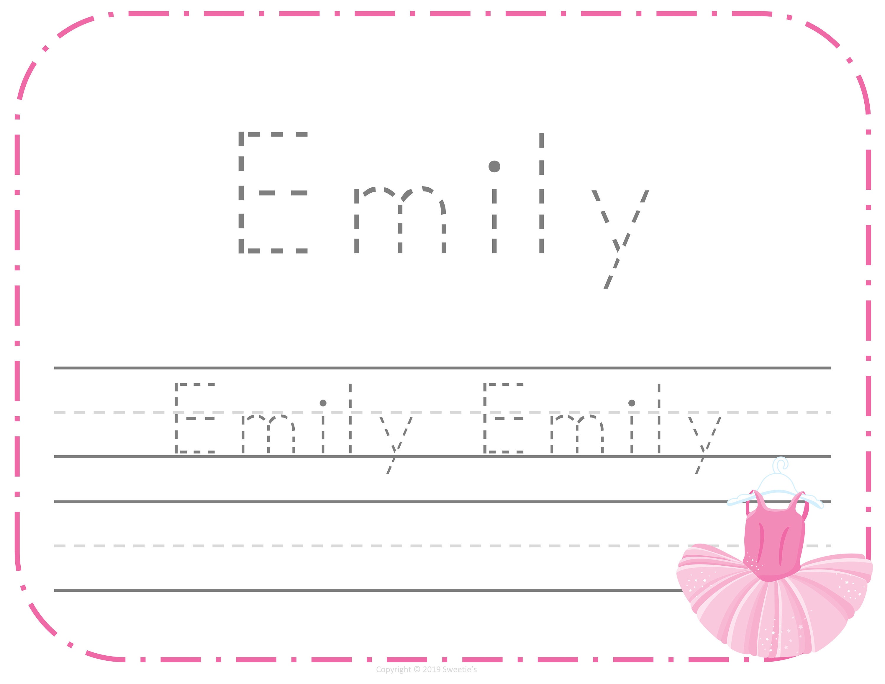 Custom Name Tracing Practice. Ballerina Ballet Custom Name Worksheet ...