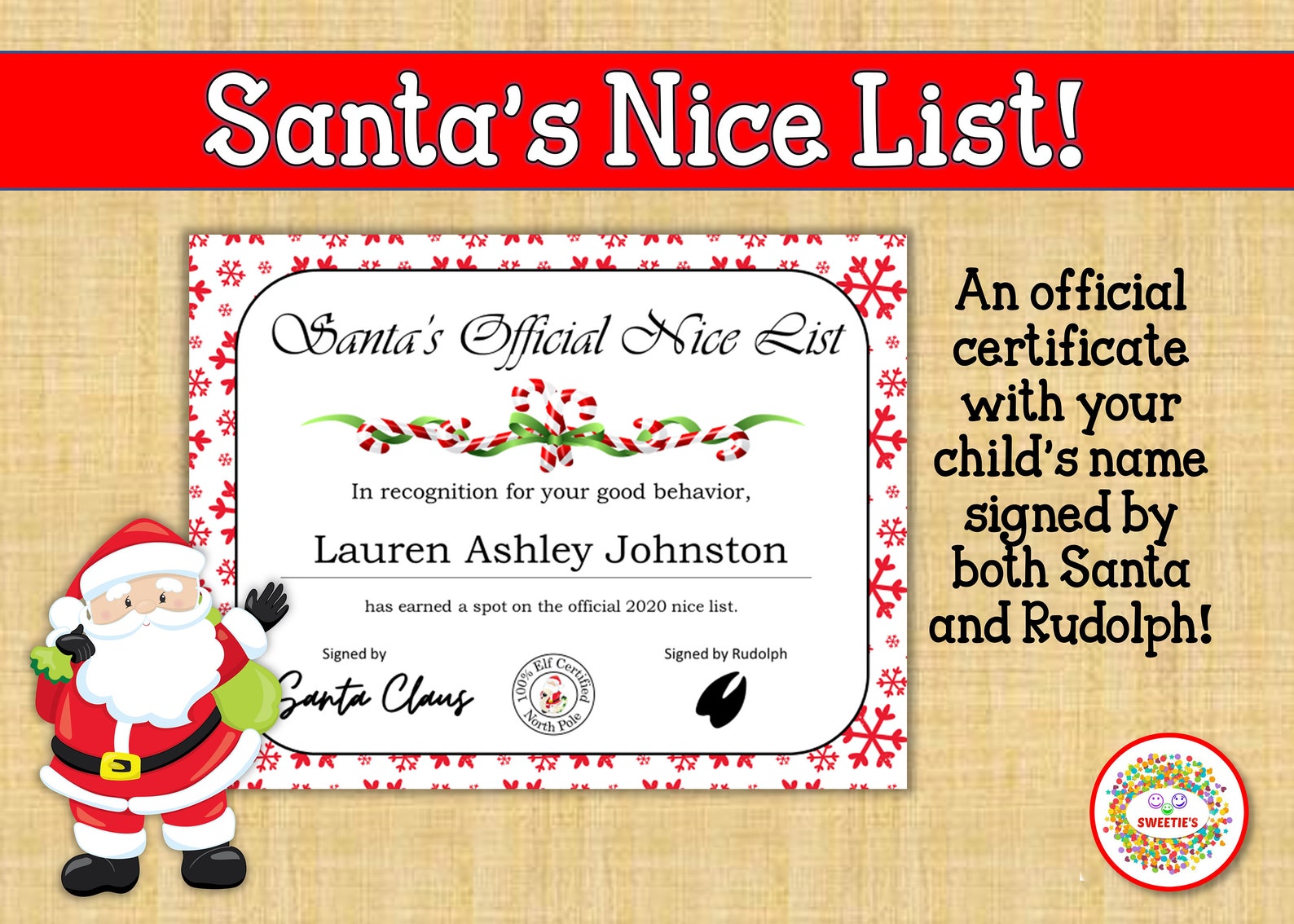 Santa's Nice List Certificate, Personalized Nice List, Personalized ...