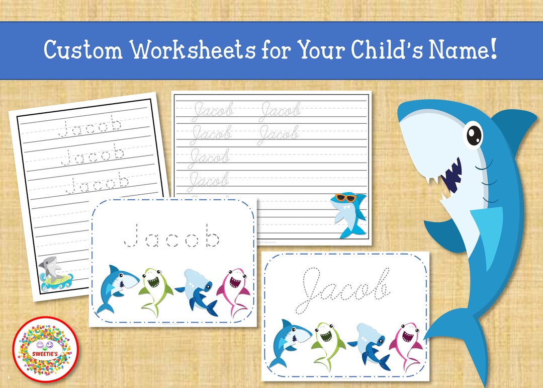 Shark Custom Name Tracing Worksheet: Alphabet Handwriting Practice (PDF ...