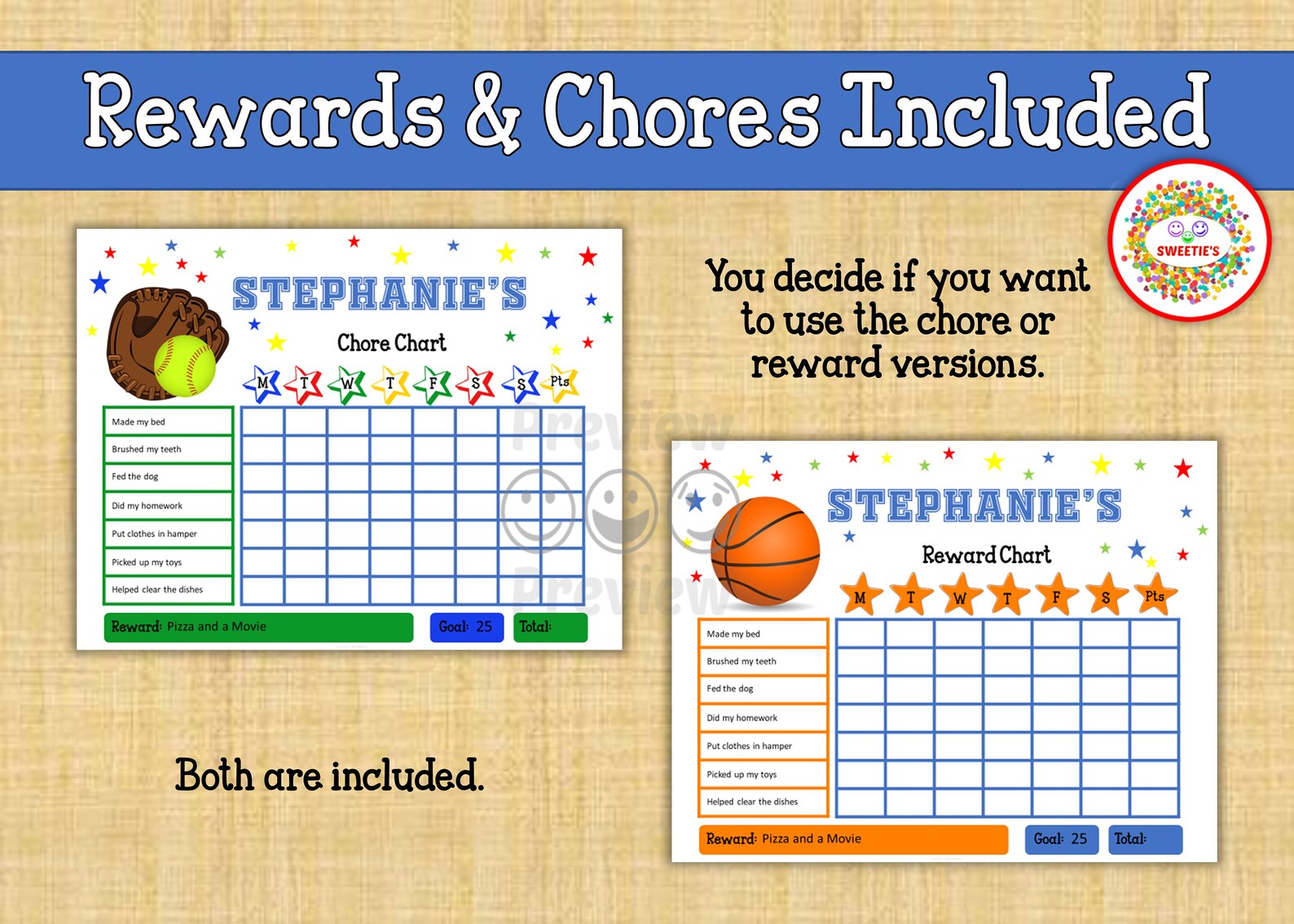 Kids Chore Charts, Childrens Chore Charts, Reward Charts ...