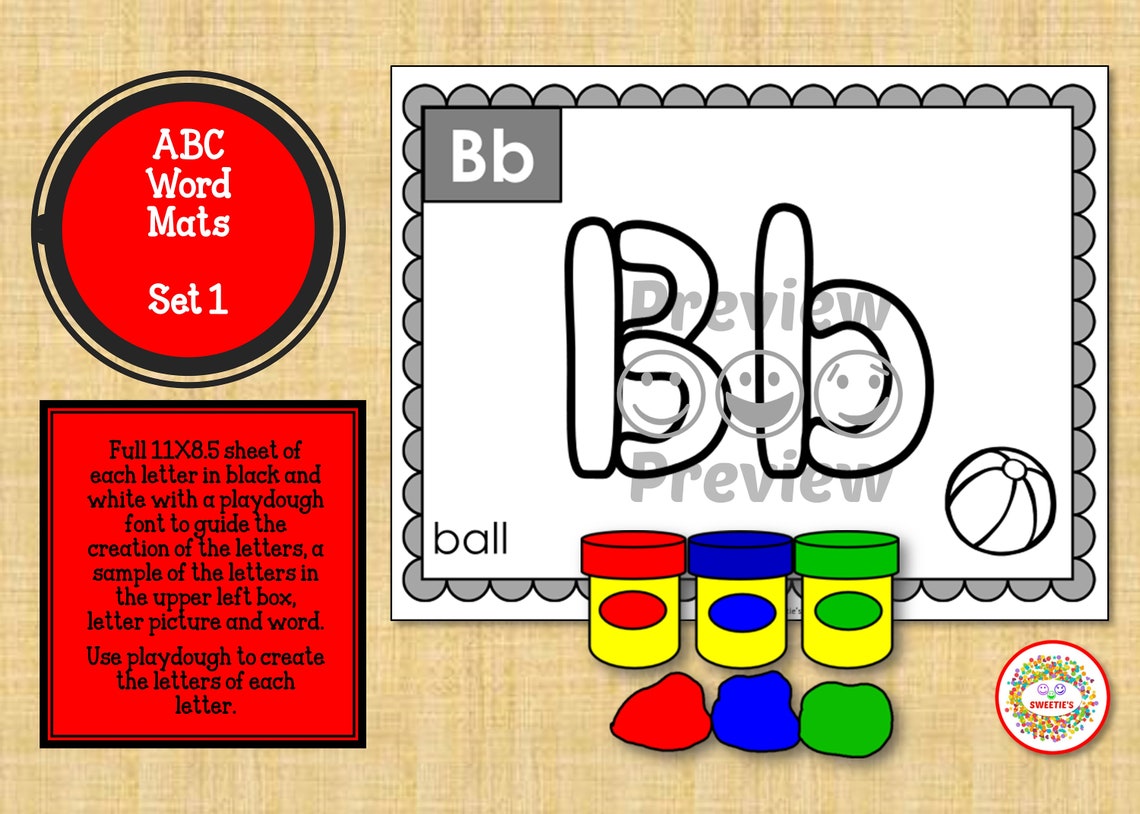 ABC Worksheets Alphabet Worksheetsalphabet Playdough Mat | Etsy