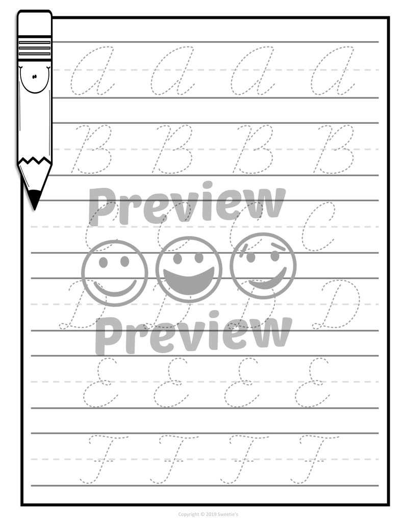 Cursive Handwriting Practice Worksheets, Alphabet Tracing, Cursive ...