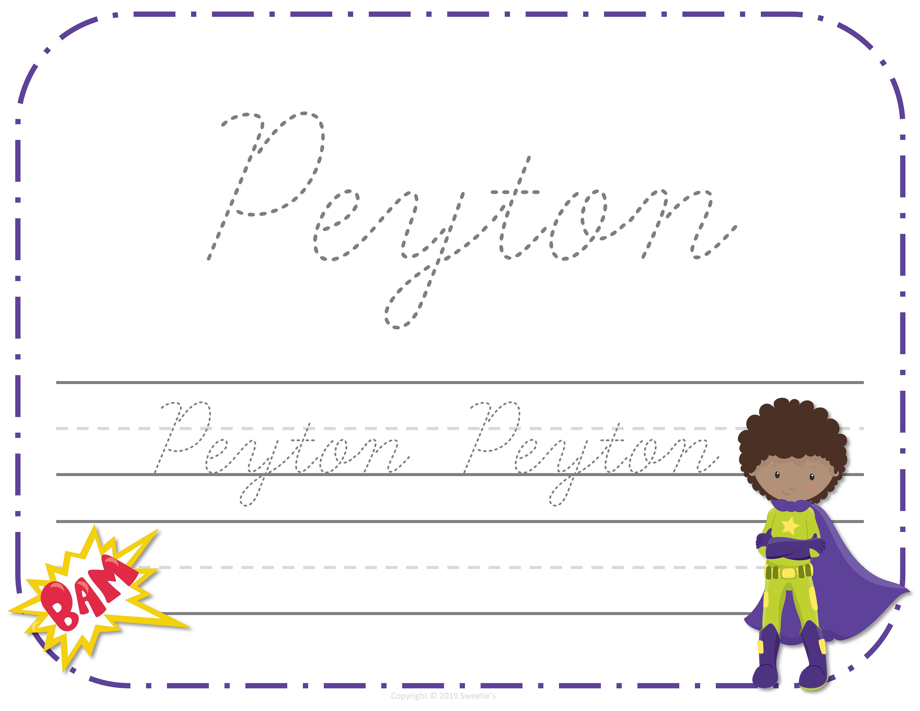 Custom Superhero Name Tracing Worksheet: Handwriting Practice (PDF) - Etsy