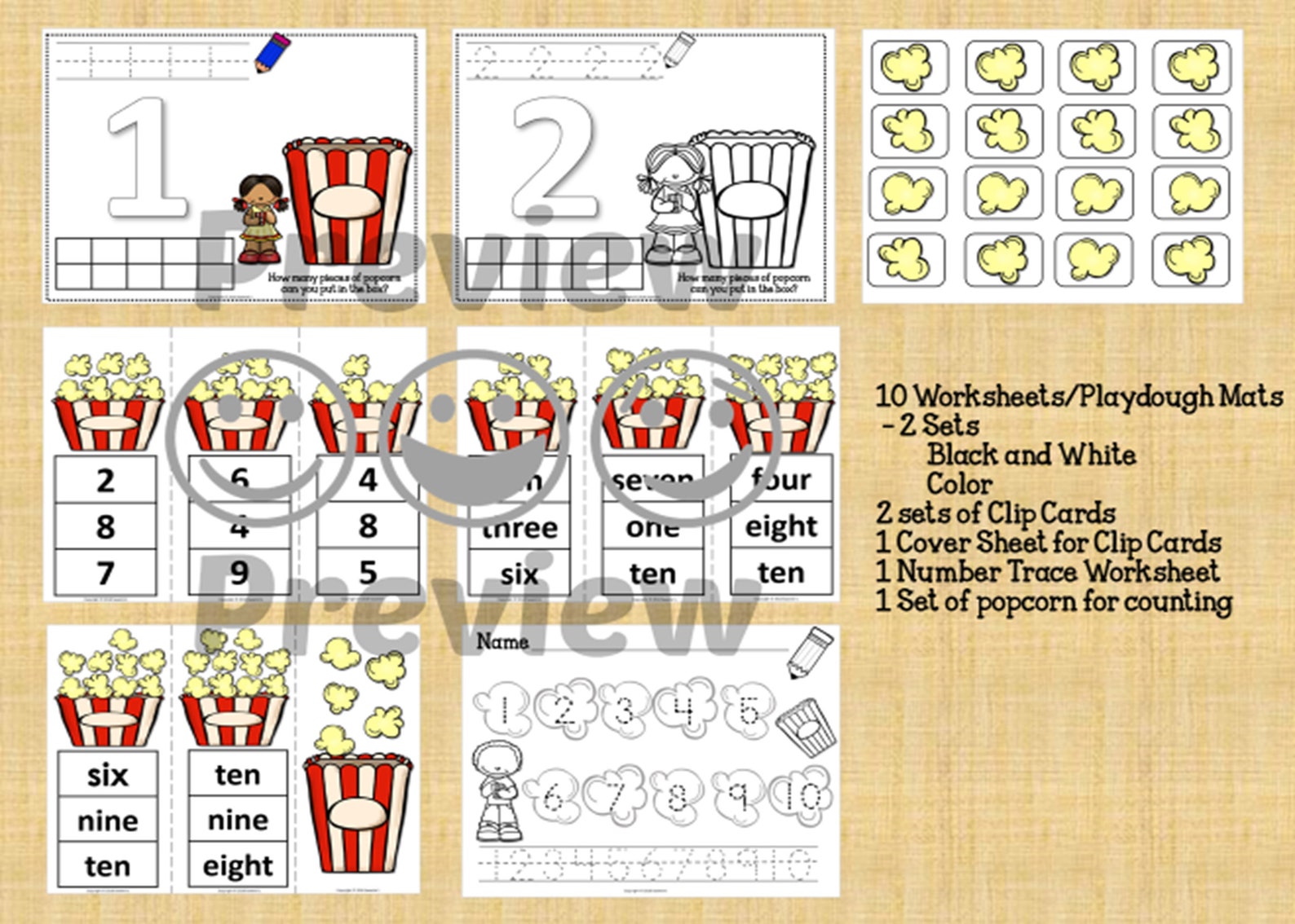 Numbers and Counting 1 to 10 Printable Activity. Preschool Math ...