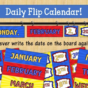 Classroom Calendar | Flip Calendar | Magnetic Curtain Rod Calendar ...