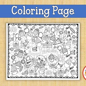 Birthday Placemat, Birthday Coloring Sheet, Birthday Party Printable ...