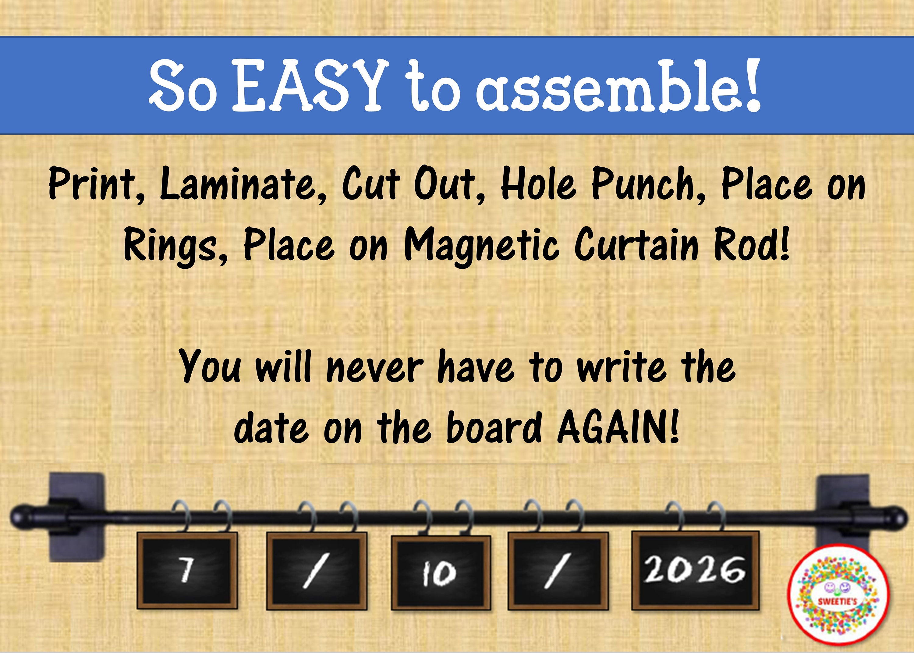 Classroom Calendar | Flip Calendar | Magnetic Curtain Rod Calendar ...