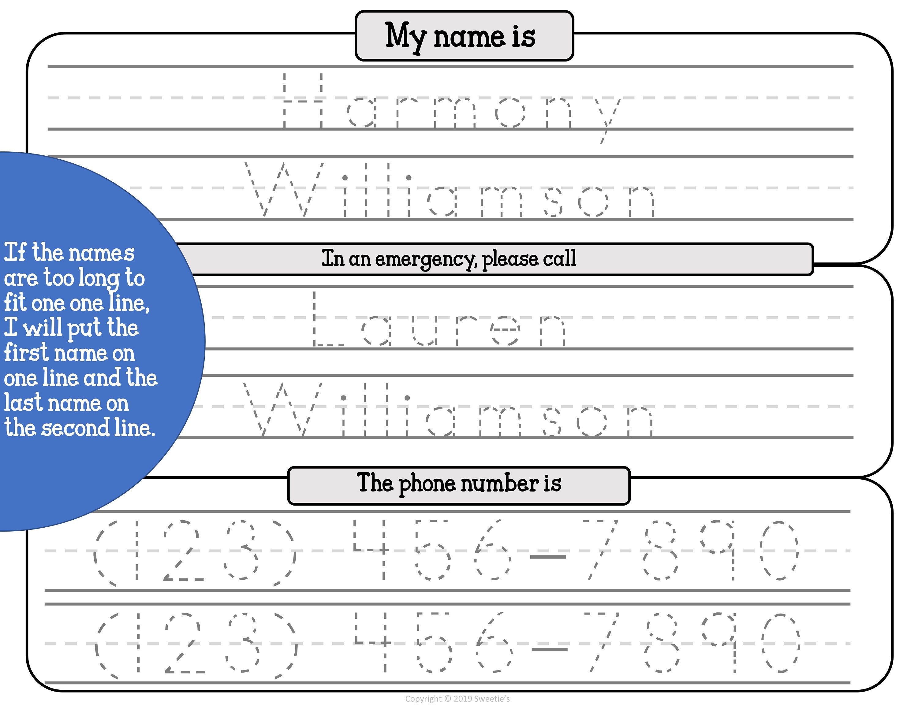 Name Tracing Worksheet. Custom Learn to Write Name Learn Phone Number ...