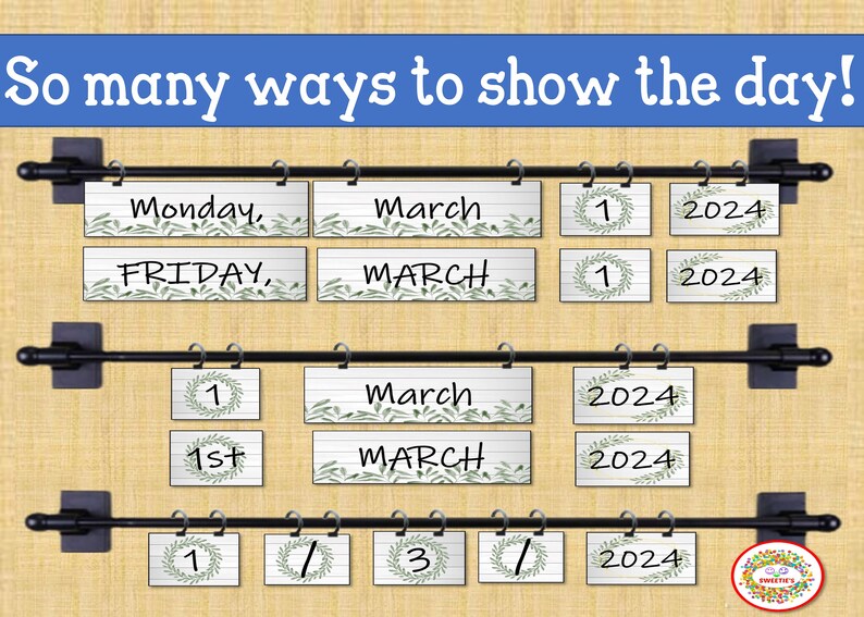 Classroom Calendar Flip Calendar Magnetic Curtain Rod Calendar ...