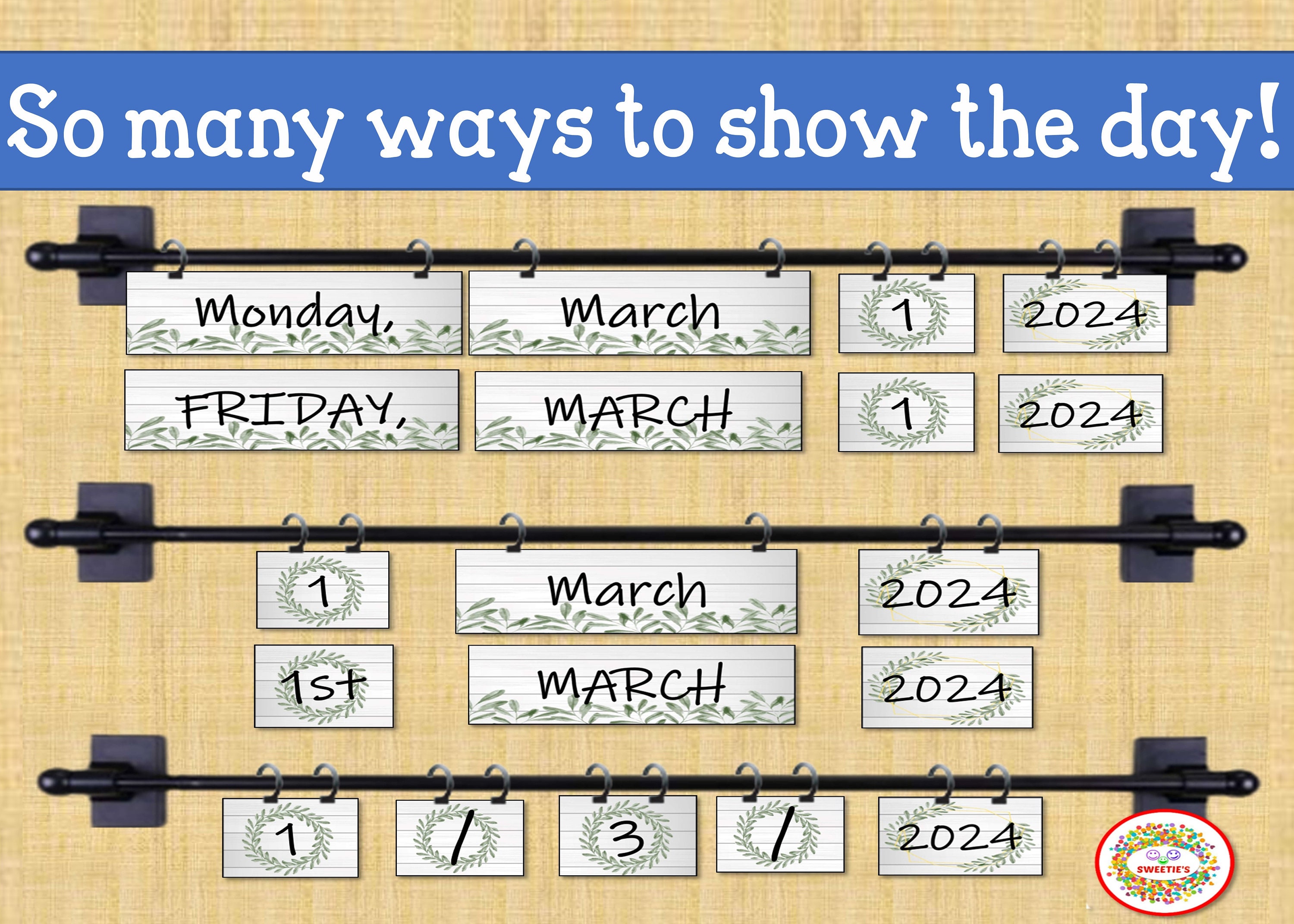 Classroom Calendar Flip Calendar Magnetic Curtain Rod Calendar ...