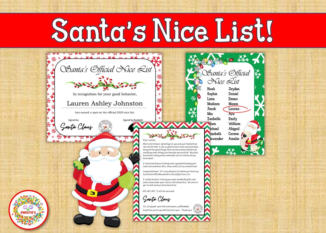 Santa's Nice List Certificate, Personalized Nice List, Personalized ...