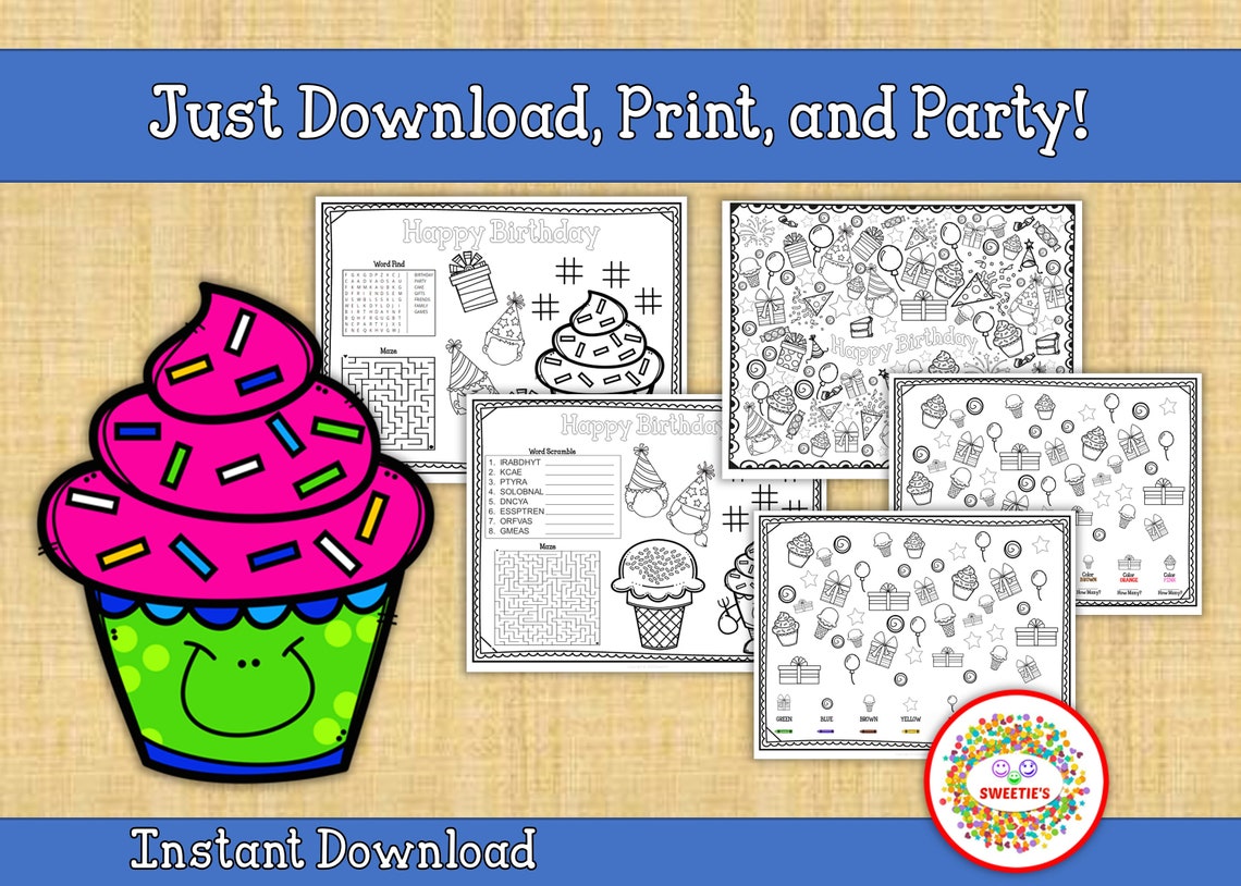 Birthday Placemat, Birthday Coloring Sheet, Birthday Party Printable ...