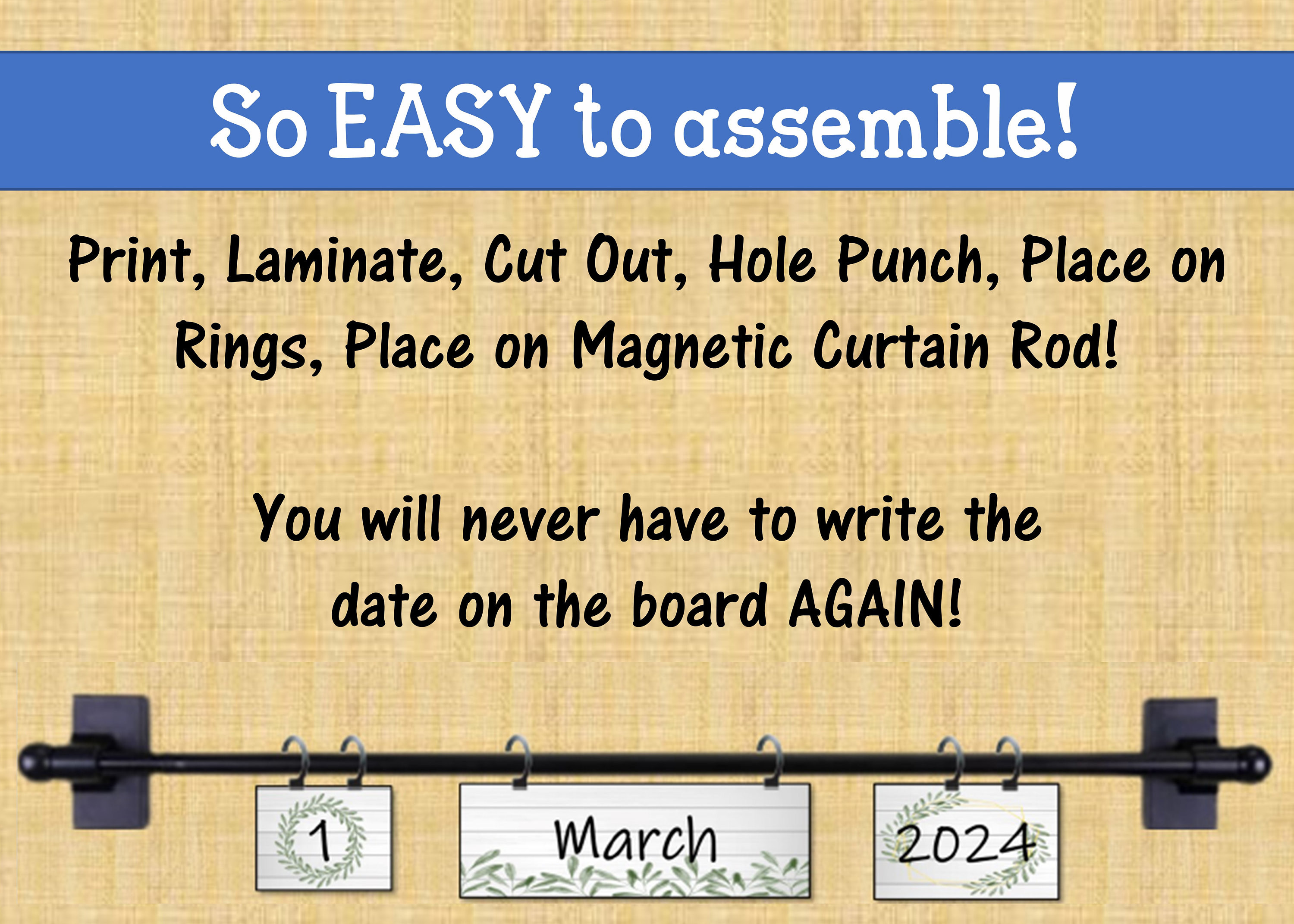 Classroom Calendar Flip Calendar Magnetic Curtain Rod Calendar ...