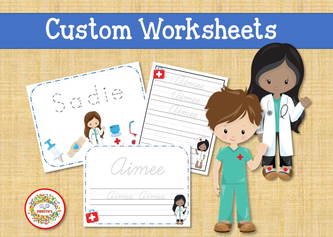 Custom Name Tracing Practice. Doctor Custom Name Worksheet Handwriting ...