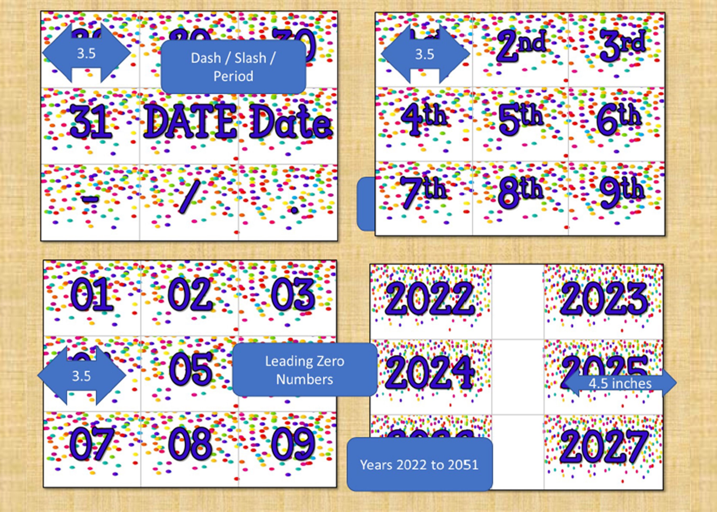 Classroom Calendar Flip Calendar Magnetic Curtain Rod Calendar Confetti ...