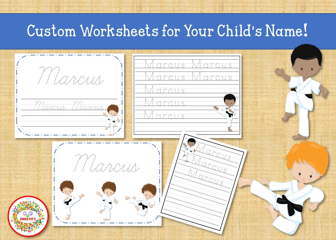 Custom Name Tracing Worksheet: Karate Theme (PDF Pattern) - Etsy